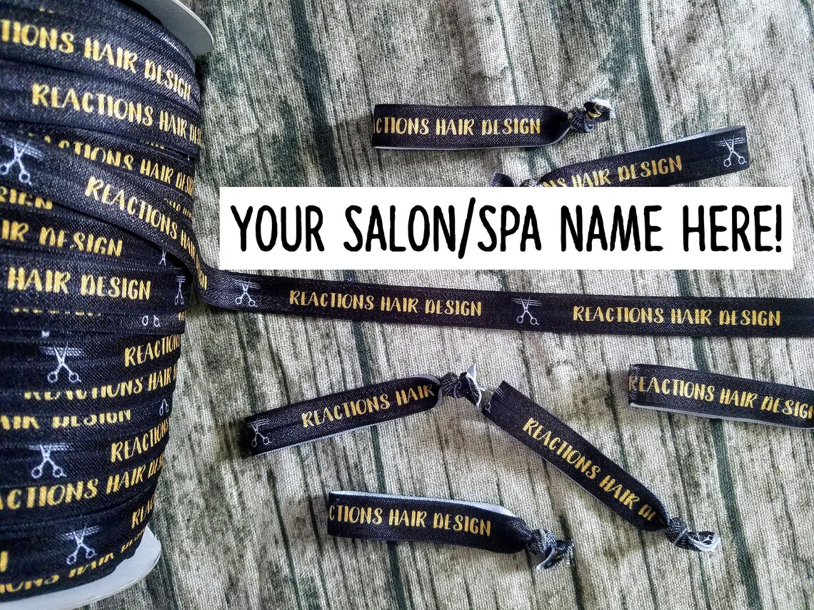 CUSTOM- YOUR Salon Name/spa/business- Your Design- Elastic Fold-over ...
