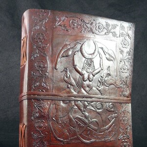Large Handmade Leather Journal - Hand-tooled Rhiannon Mother Goddess ...