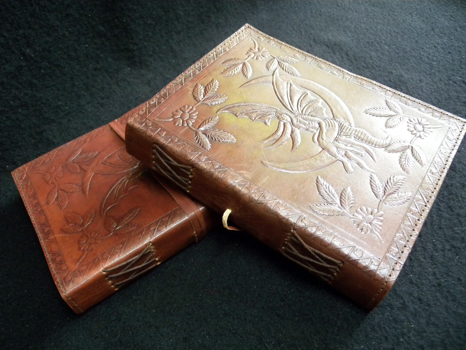MOON FAIRY - A5 Handmade Leather Journal Diary Pagan Wicca Book of ...