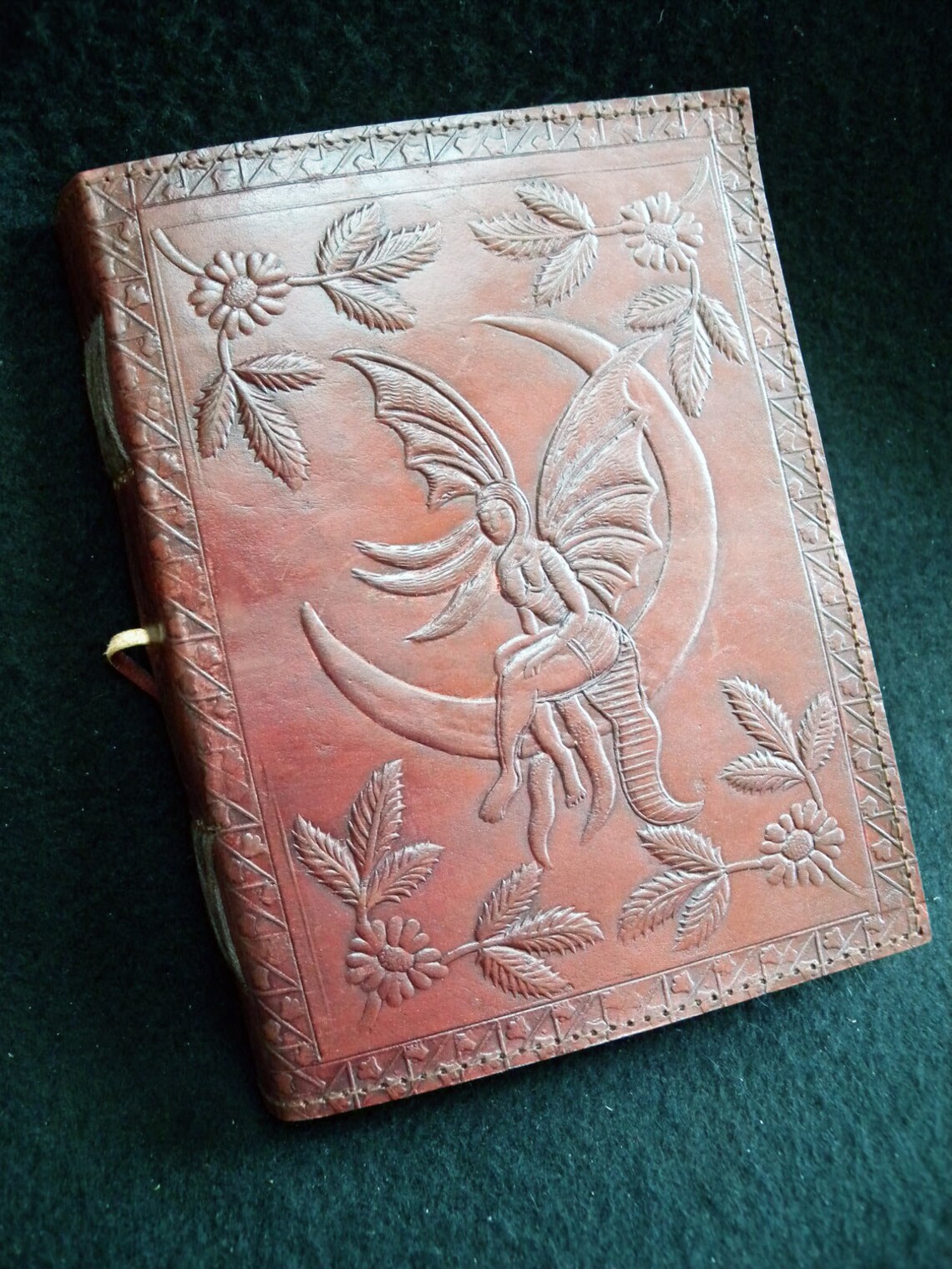 MOON FAIRY - A5 Handmade Leather Journal Diary Pagan Wicca Book of ...