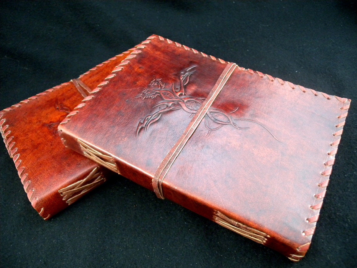 Handmade Large Leather Diary Journal Sketchbook DRAGONS | Etsy