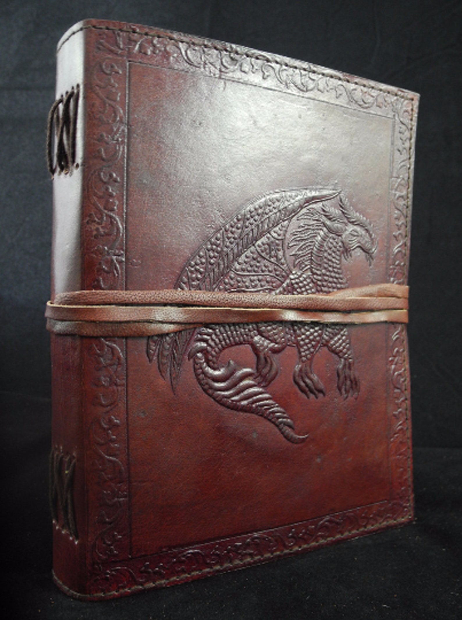 A5 Handmade Leather Journal - With Hand-tooled Medieval Dragon - Pagan ...