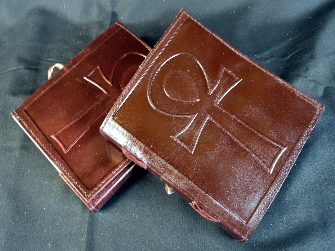 Egyptian ANKH - Small Handmade Leather Journal Diary Pagan Wicca Book ...