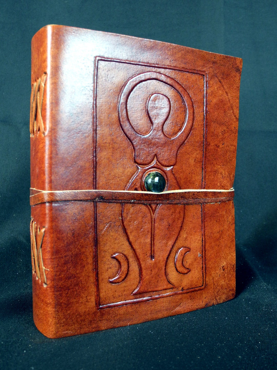 Goddess With LABRADORITE - Pagan Wicca Handmade Leather Journal Book-of ...