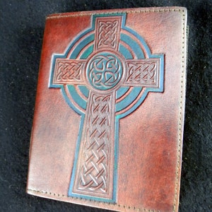 Small Celtic CROSS Handmade Leather Journal Diary Pages of Cartridge ...