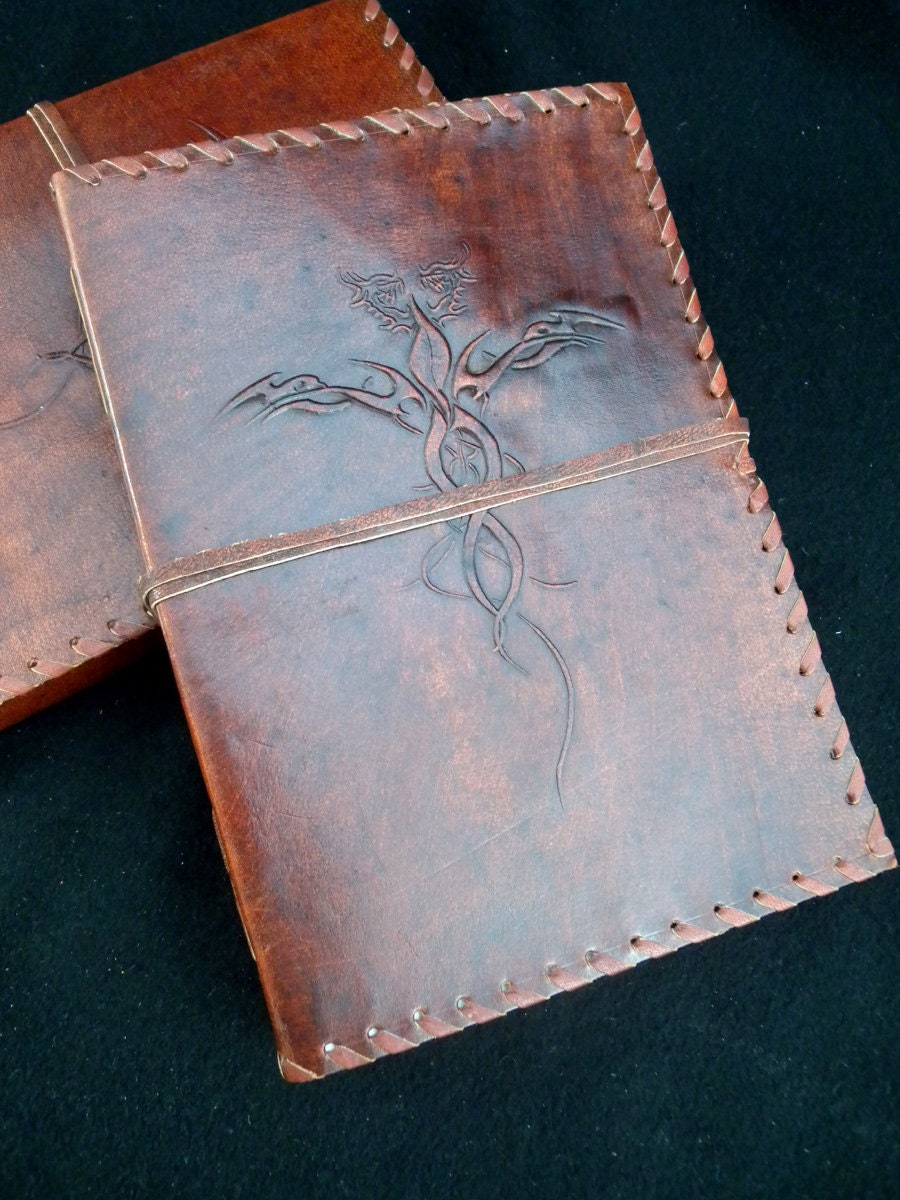 Handmade Large Leather Diary Journal Sketchbook DRAGONS | Etsy