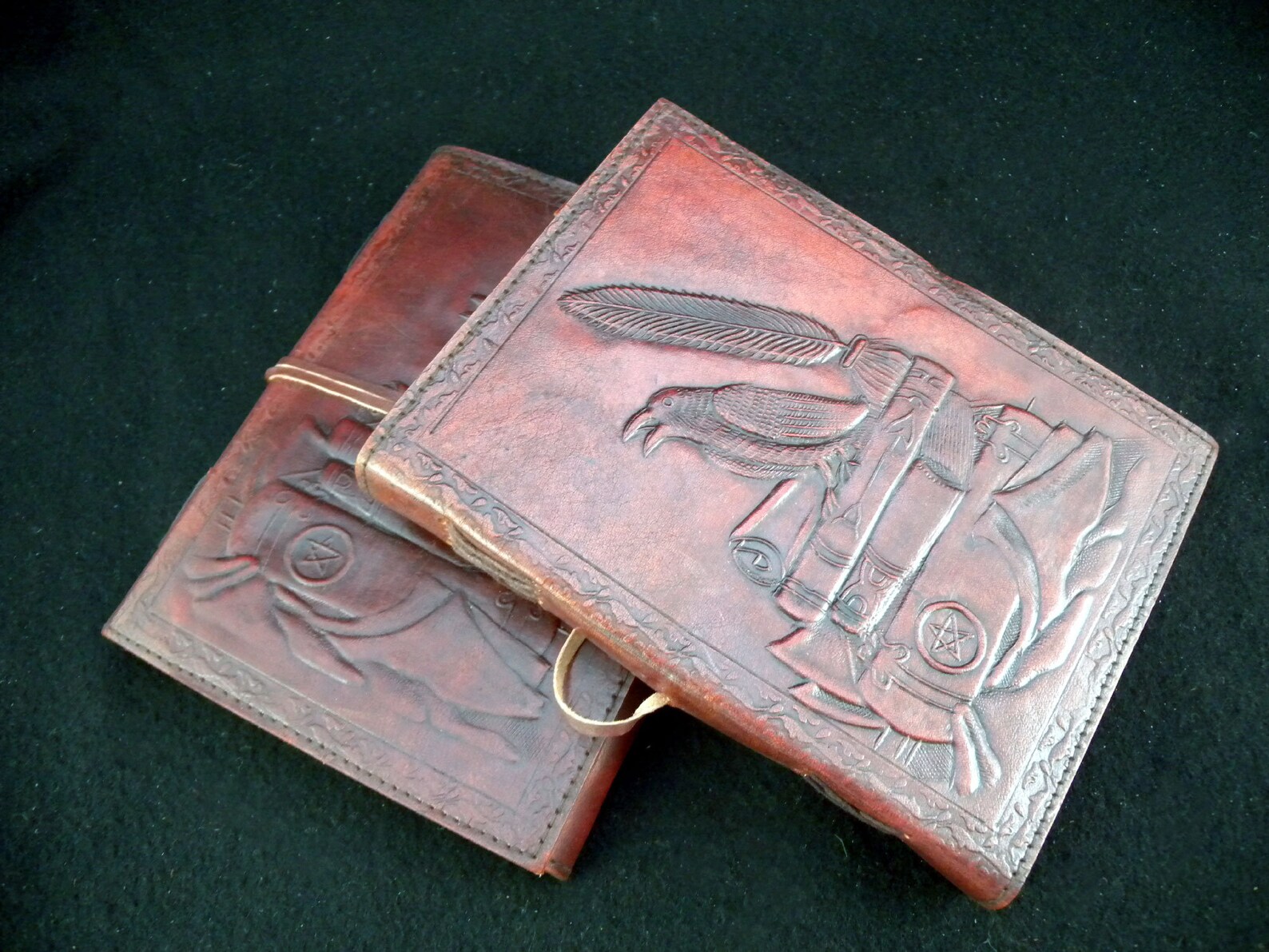 RAVEN / CROW - A5 Handmade Leather Journal Diary - Pagan Wicca Book of ...