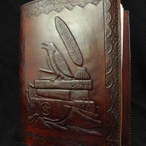 RAVEN - A5 Handmade Refillable Leather Journal Diary Pagan Wicca Book ...