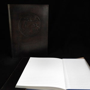 A5 Pagan Wicca HARE & MOON Handmade Leather Journal Diary Organiser ...