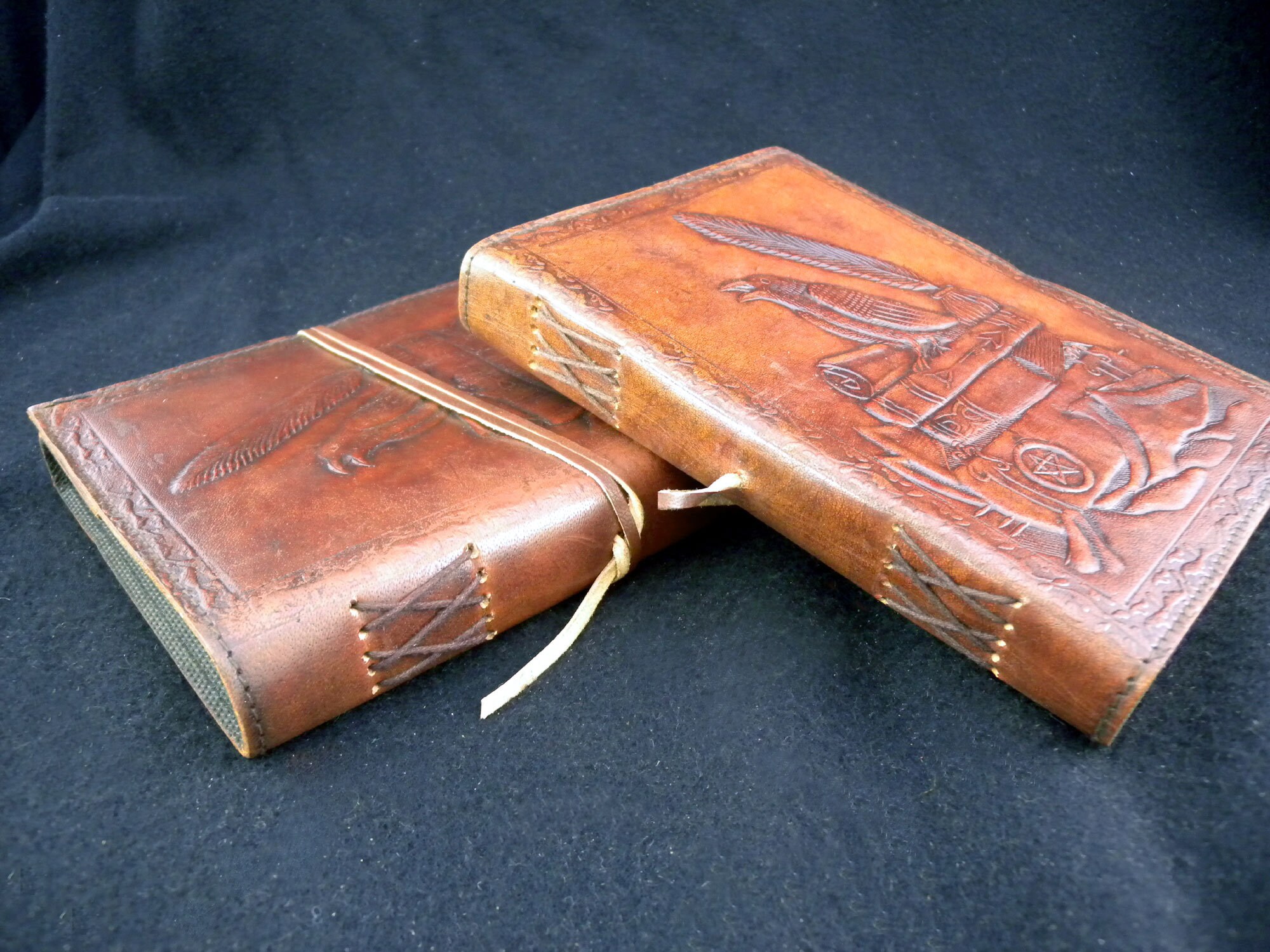 RAVEN / CROW - A5 Handmade Leather Journal Diary - Pagan Wicca Book of ...