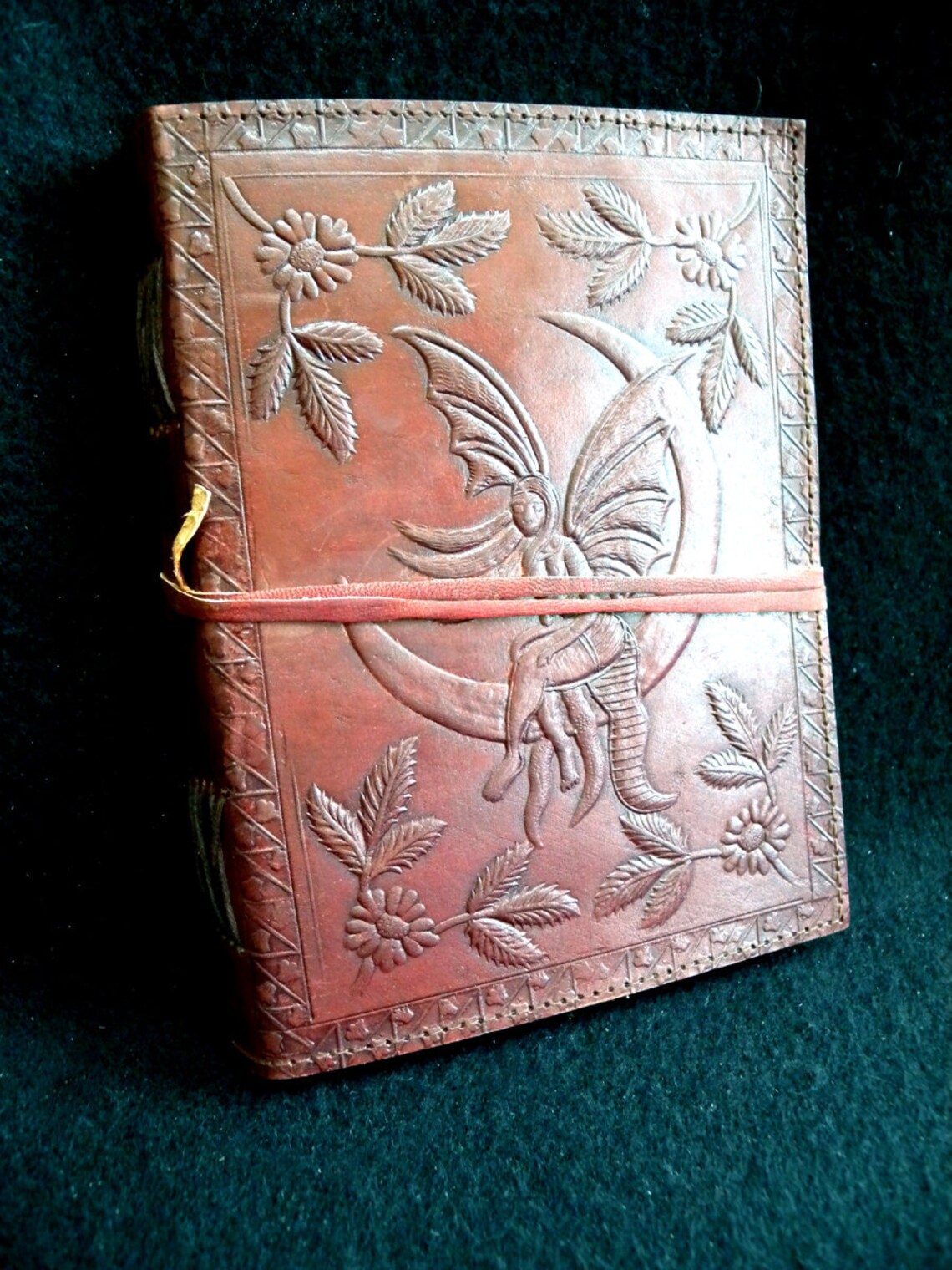 MOON FAIRY - A5 Handmade Leather Journal Diary Pagan Wicca Book of ...