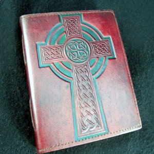 Small Celtic CROSS Handmade Leather Journal Diary Pages of Cartridge ...