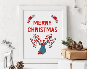 Scandinavian Hygge Christmas Holiday Printable Art Wall Print : Gift or ...