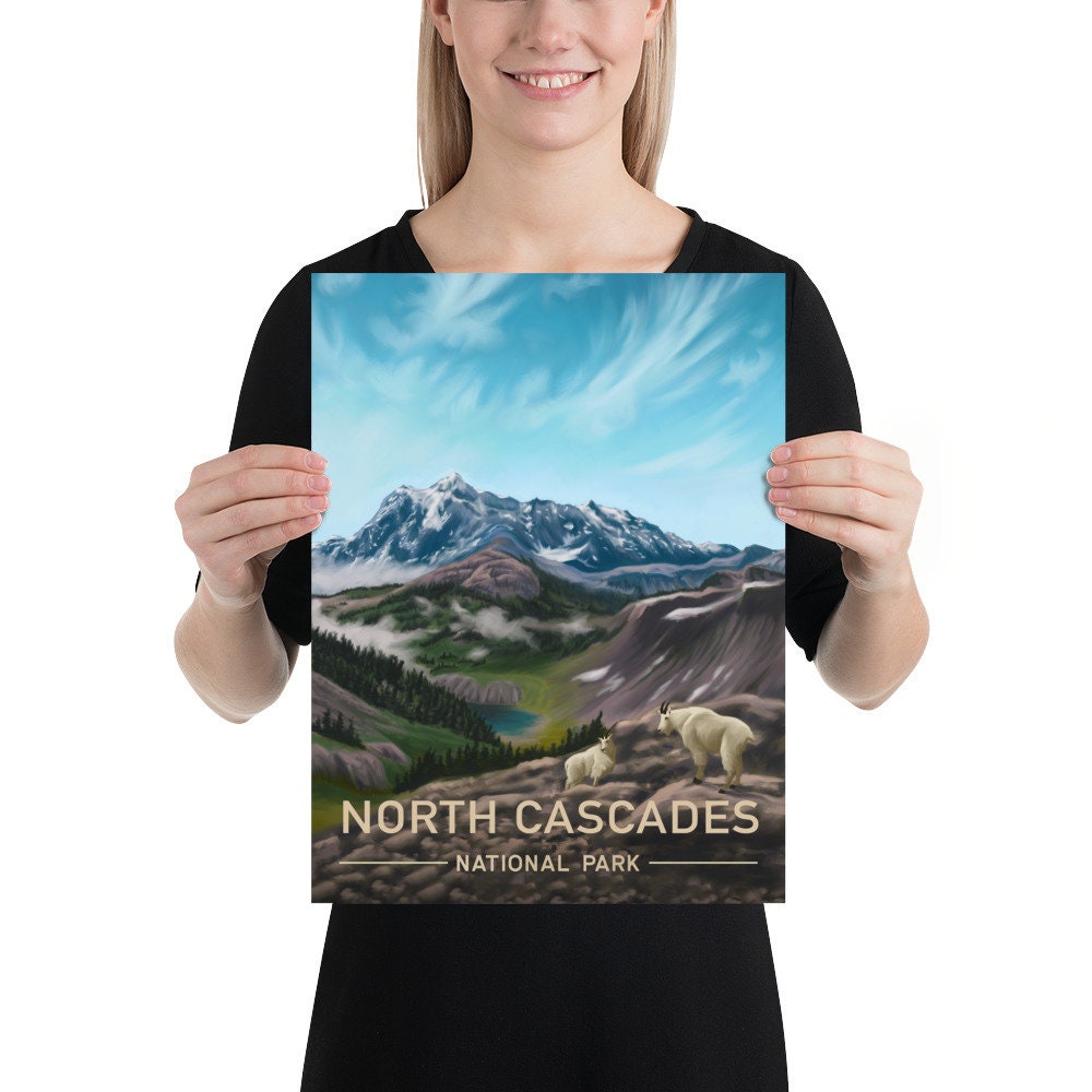 North Cascades National Park Vintage-style Travel Poster - Gloss Finish ...