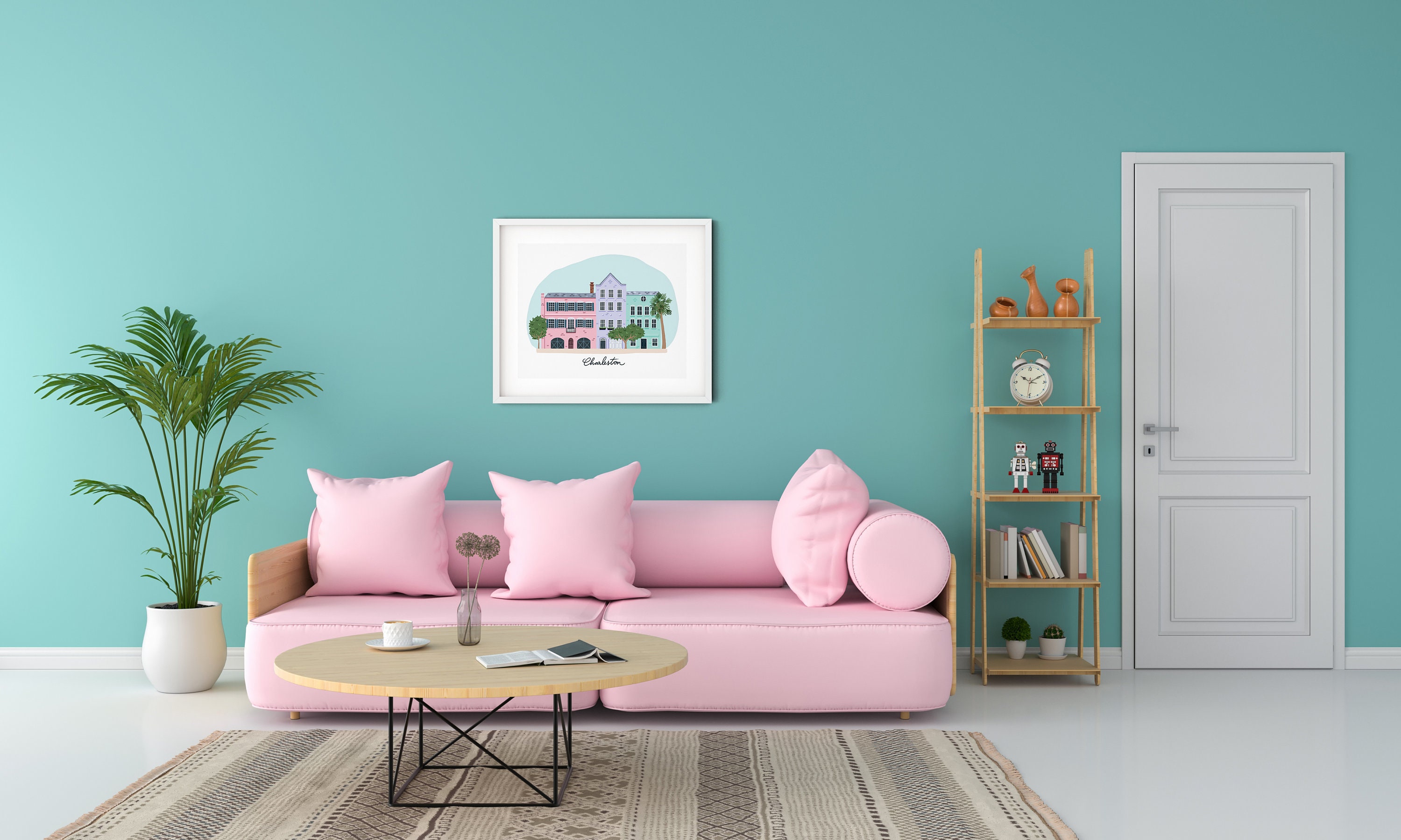 Rainbow Row Charleston Art Print - Etsy Singapore