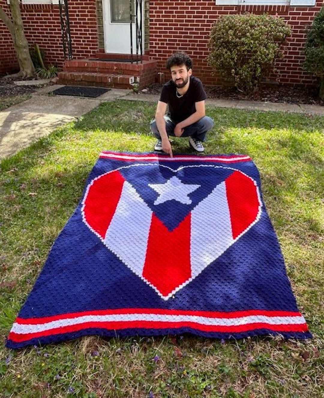 Puerto Rico Heart Flag Crochet Afghan, Blanket, Throw - Etsy