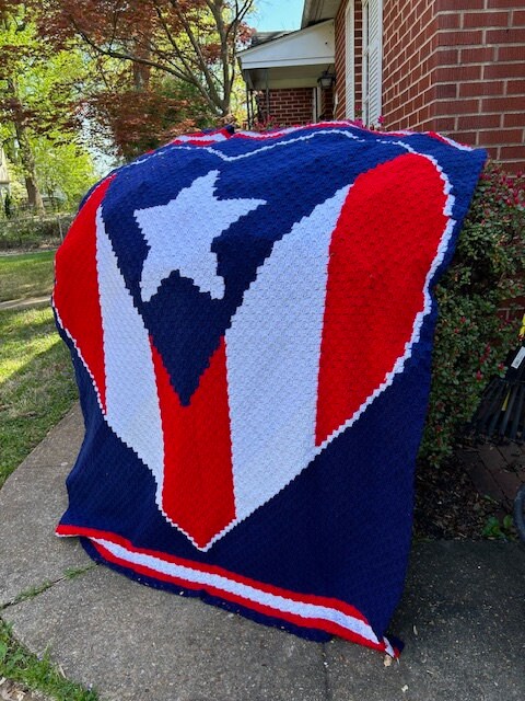 Puerto Rico Heart Flag Crochet Afghan, Blanket, Throw - Etsy