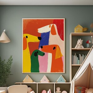Abstract Dogs Art, Dog, Pets, Poster, Abstract, Clolorful Kids Art ...