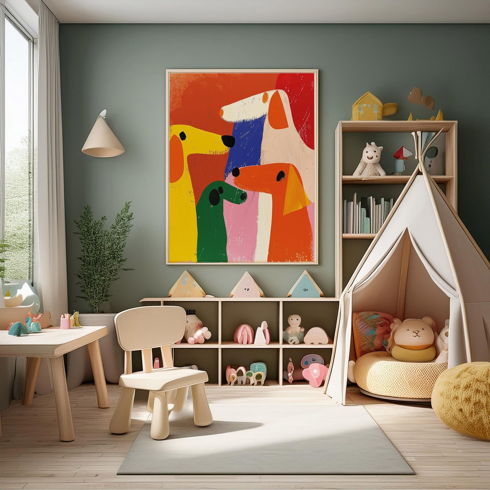 Abstract Dogs Art, Dog, Pets, Poster, Abstract, Clolorful Kids Art ...