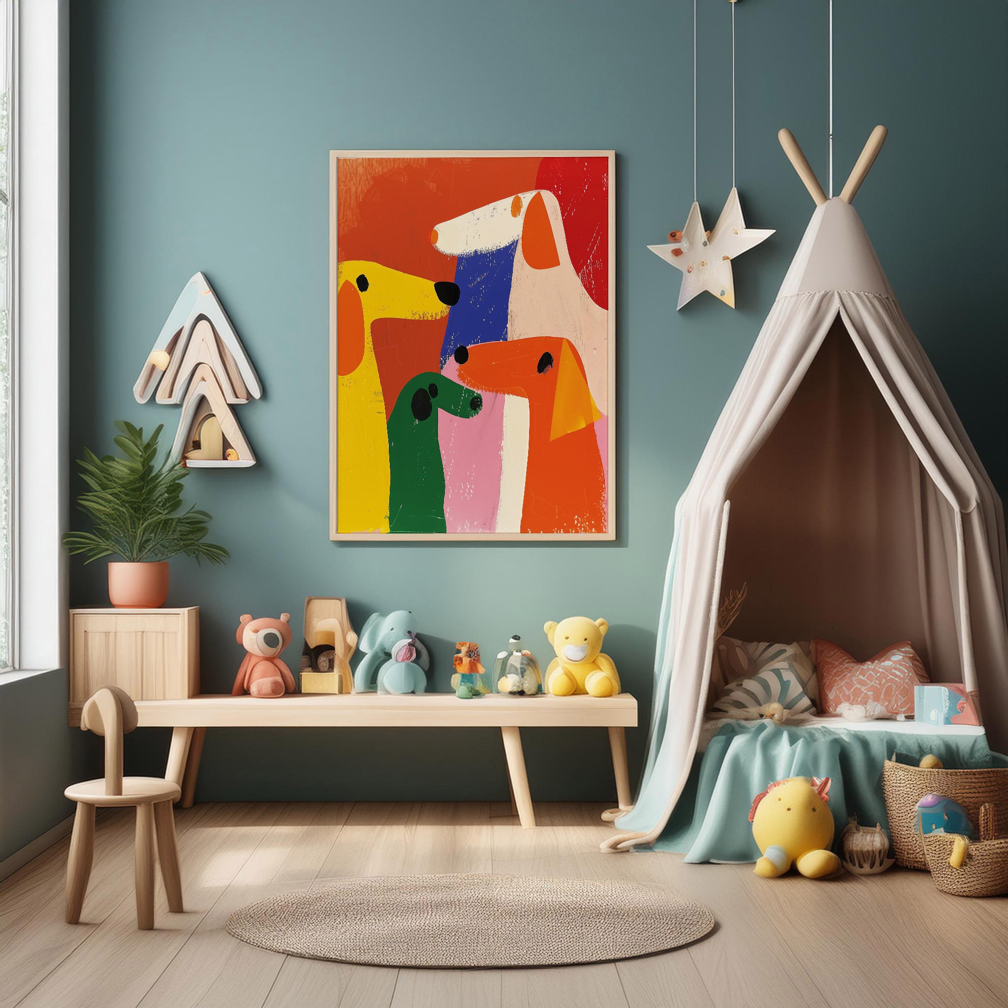 Abstract Dogs Art, Dog, Pets, Poster, Abstract, Clolorful Kids Art ...