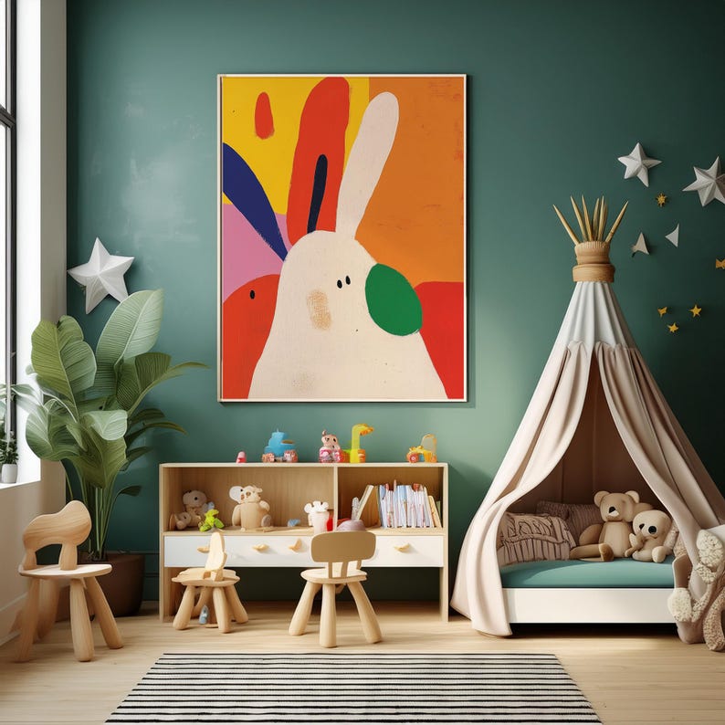Abstract Rabbits, Rabbit, Art, Pets, Poster, Abstract, Clolorful Kids ...
