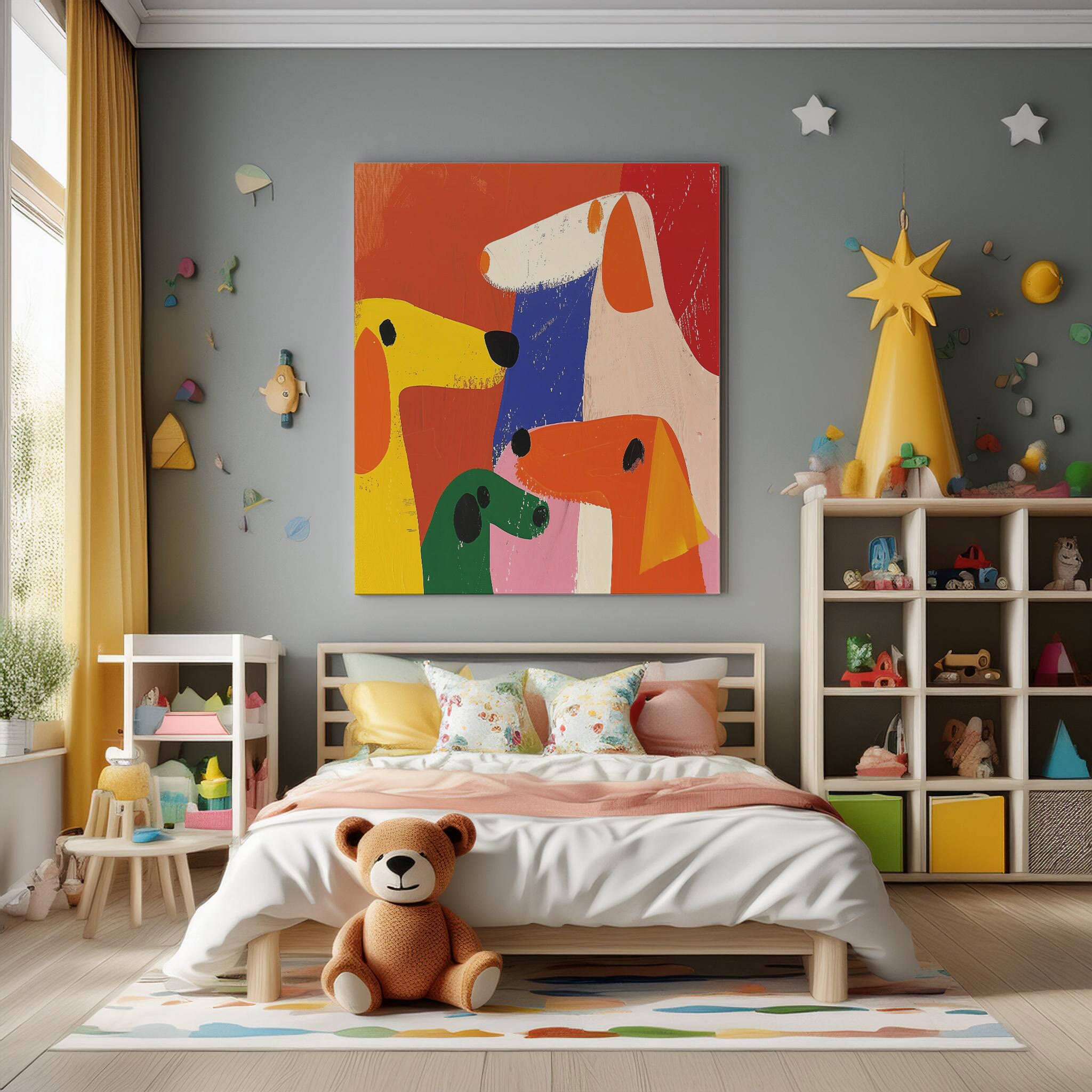 Abstract Dogs Art, Dog, Pets, Poster, Abstract, Clolorful Kids Art ...