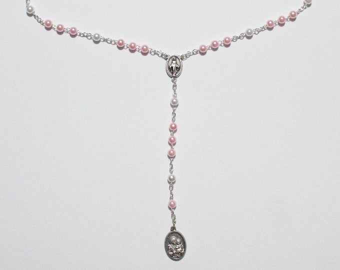 Rosary of Saint Joseph, Chaplet of St. Joseph Pink and White Beads on ...