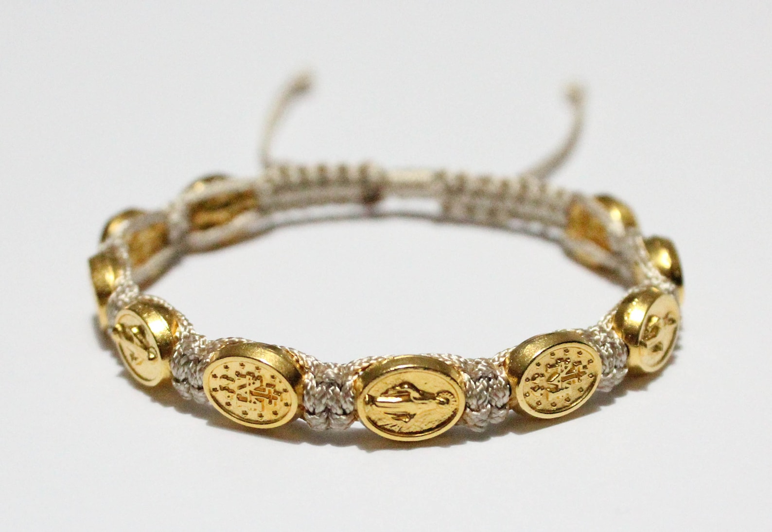 Gold Miraculous Medal Bracelet on Cord Metal Medal Miraculous - Etsy