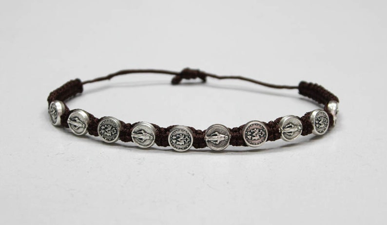 Miraculous Metal Medal Bracelet on Cord Handmade | Etsy