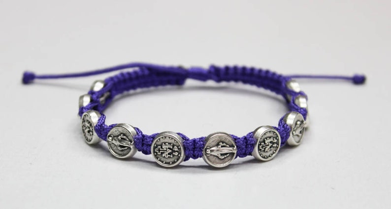 Miraculous Metal Medal Bracelet on Cord Handmade - Etsy