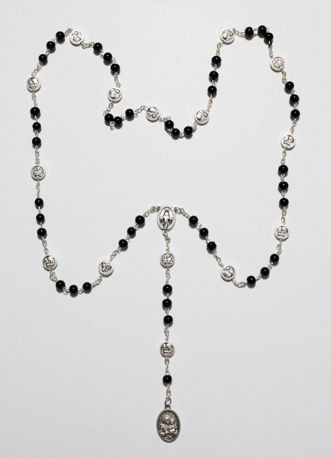 Chaplet of St. Joseph, Rosary of Saint Joseph Black Glass Beads on ...