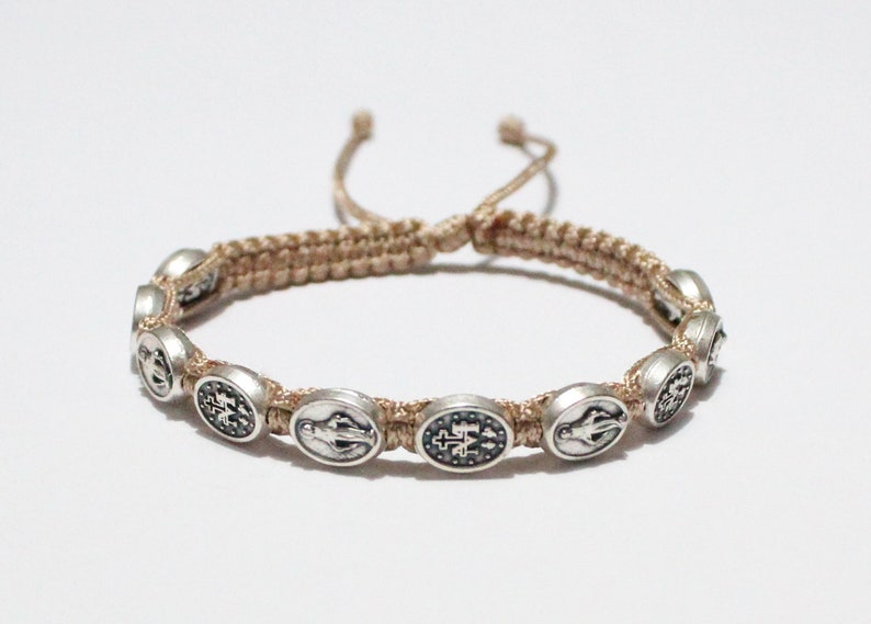 Miraculous Medal Bracelet on Cord Metal Oval Medal Miraculous - Etsy