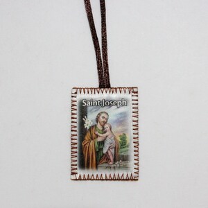 Scapular of Saint Joseph the Carpenter Brown Wool Cord With Symbol ...