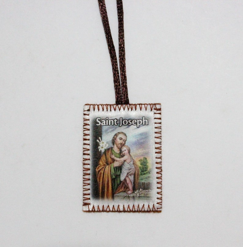 Scapular of Saint Joseph the Carpenter Brown Wool Cord With Symbol ...