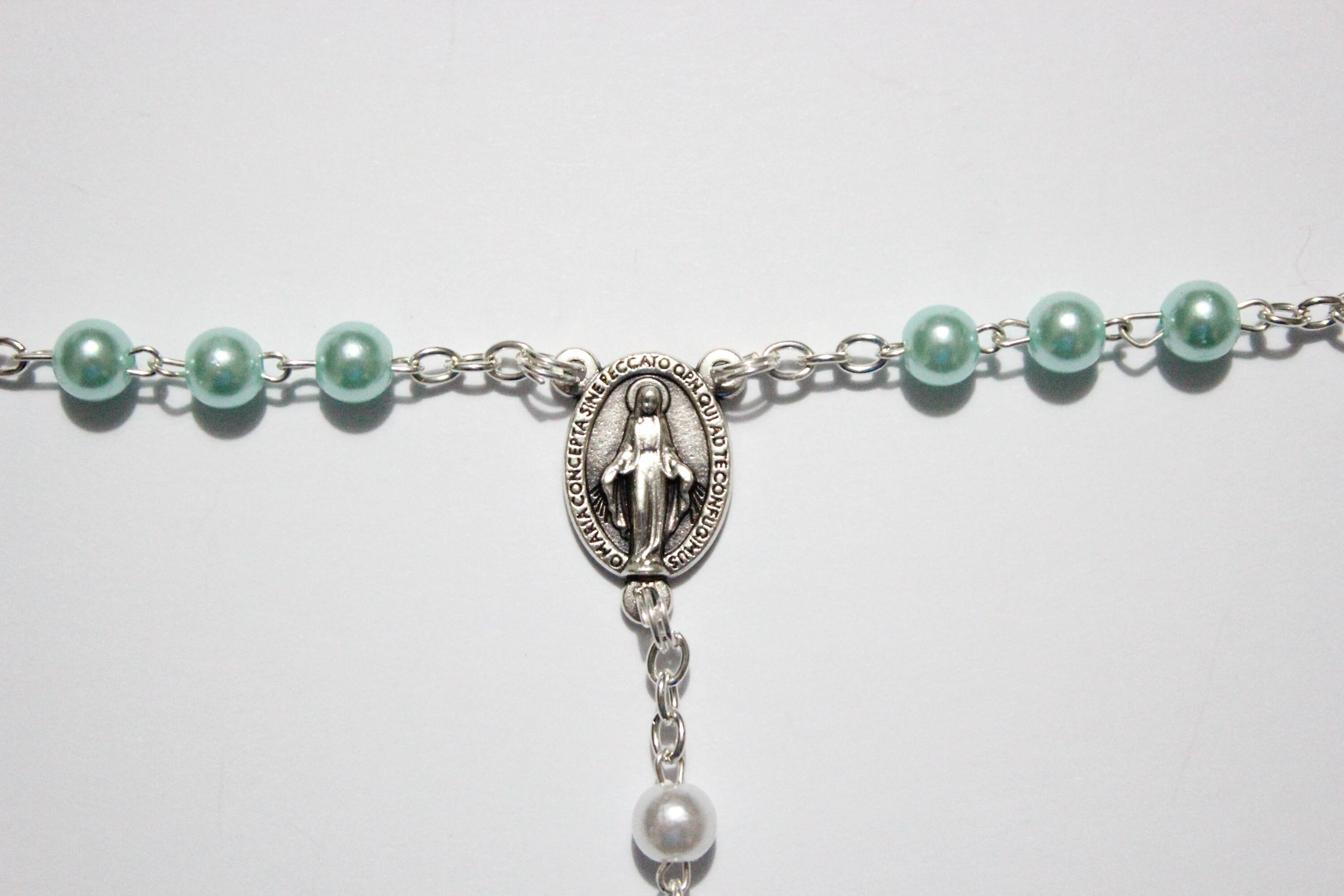Chaplet of St. Joseph, Rosary of Saint Joseph Turquoise and White Beads ...