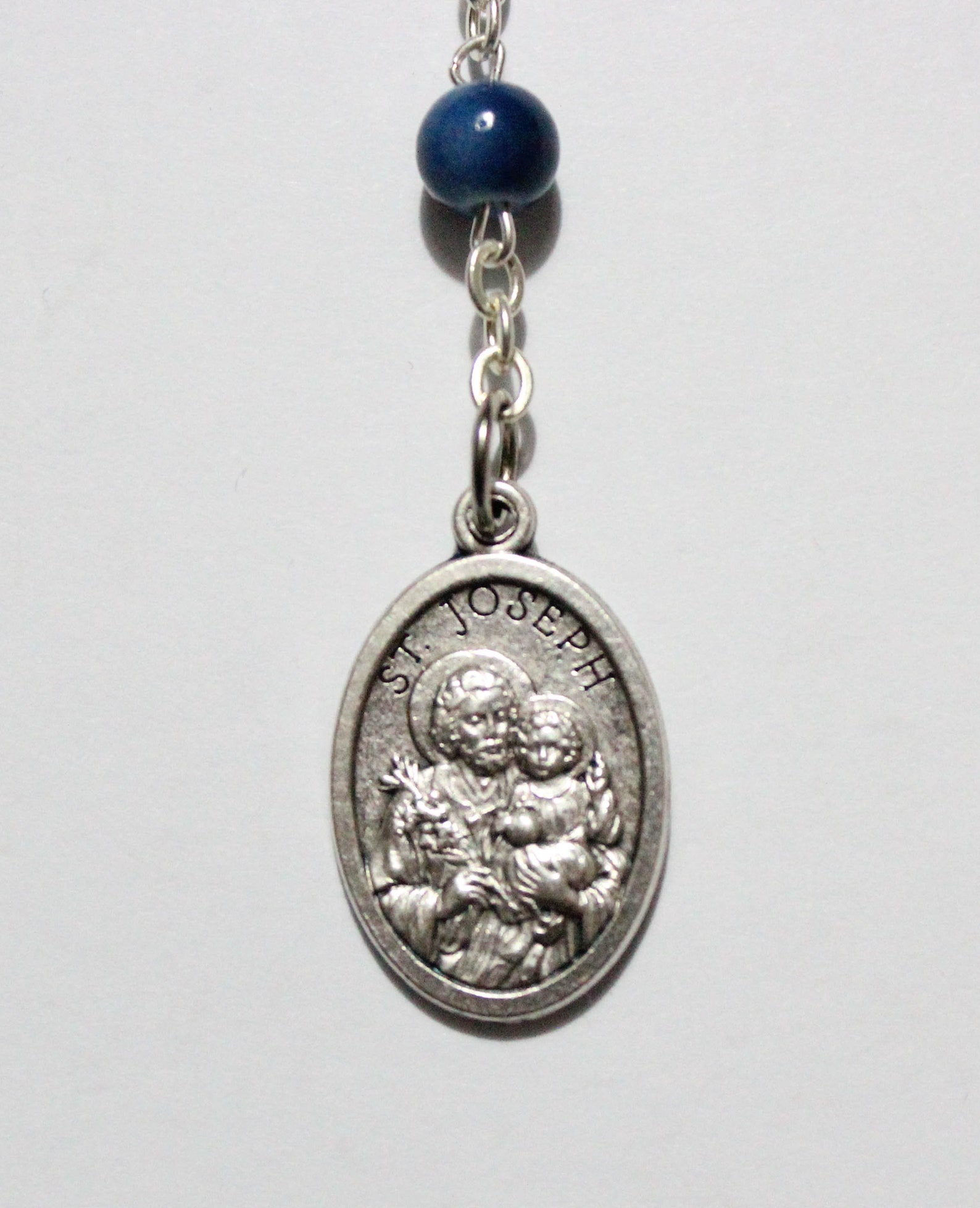 Chaplet of St. Joseph Rosary of Saint Joseph Blue Glass Beads - Etsy