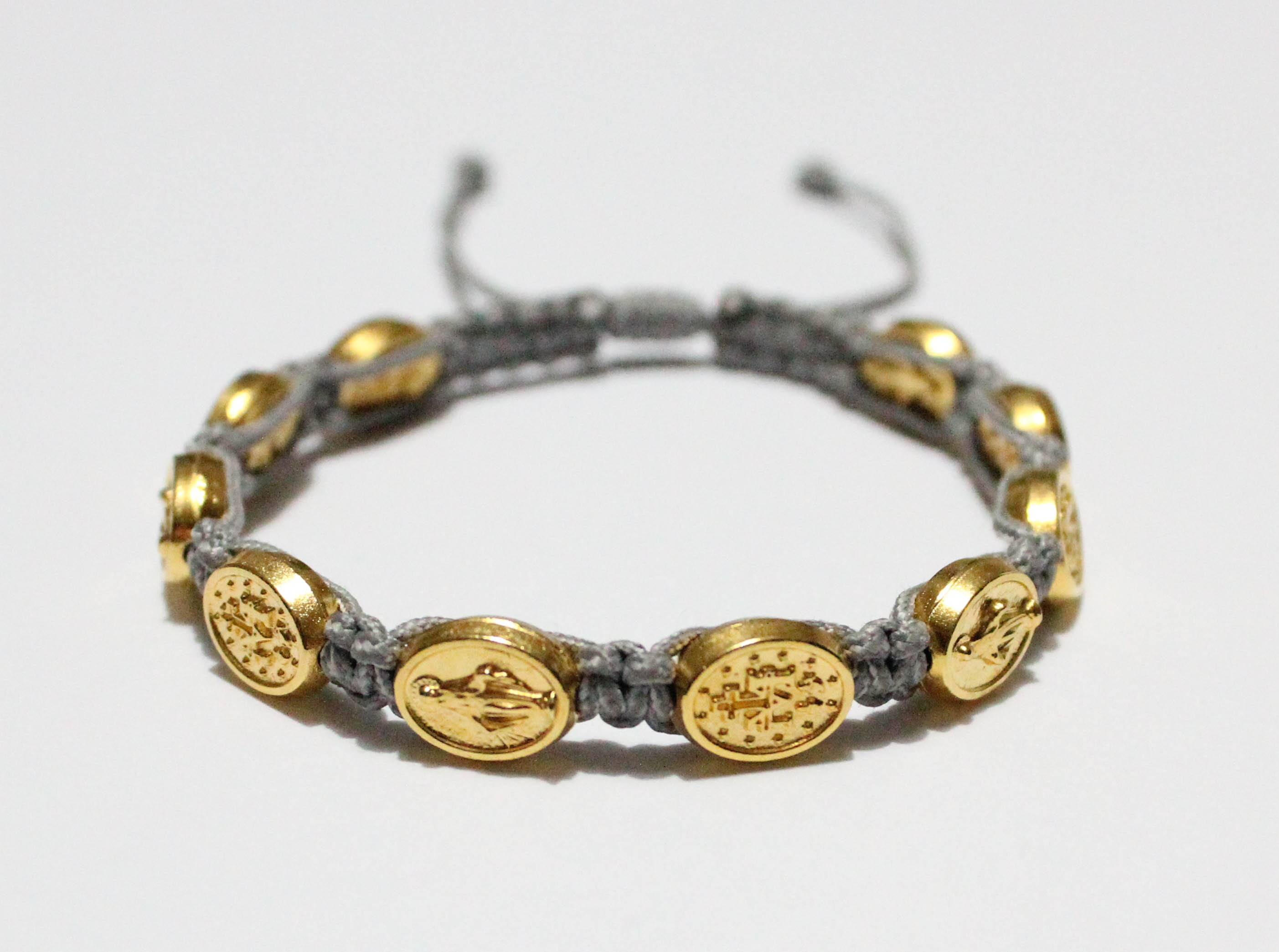 Gold Miraculous Medal Bracelet on Cord Metal Medal Miraculous - Etsy