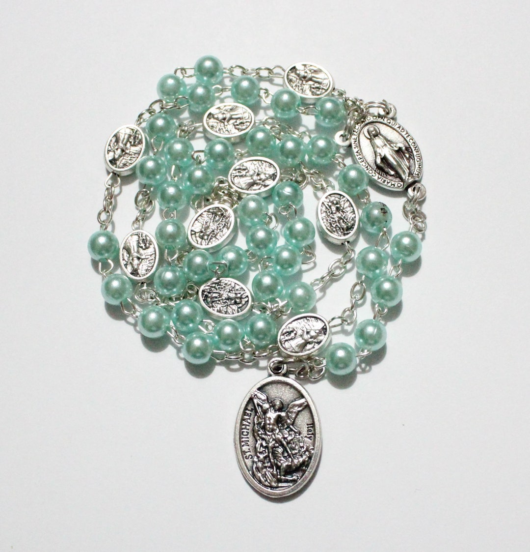 St. Michael the Archangel Rosary on Chain Turquoise Beads With - Etsy