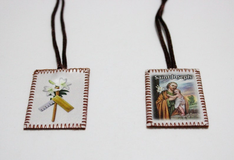 Scapular of Saint Joseph the Carpenter Brown Wool Cord With Symbol ...