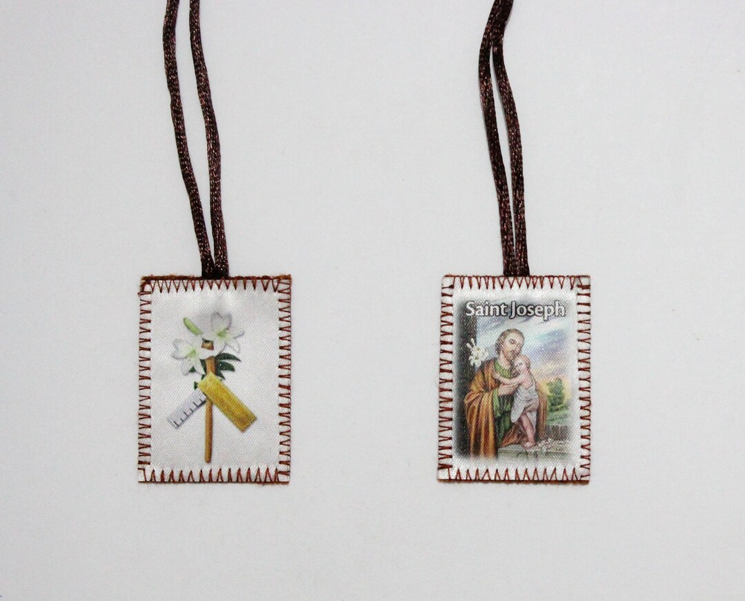 Scapular of Saint Joseph the Carpenter Brown Wool Cord With Symbol ...
