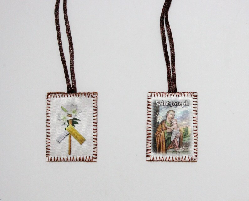 Scapular of Saint Joseph the Carpenter Brown Wool Cord With Symbol ...