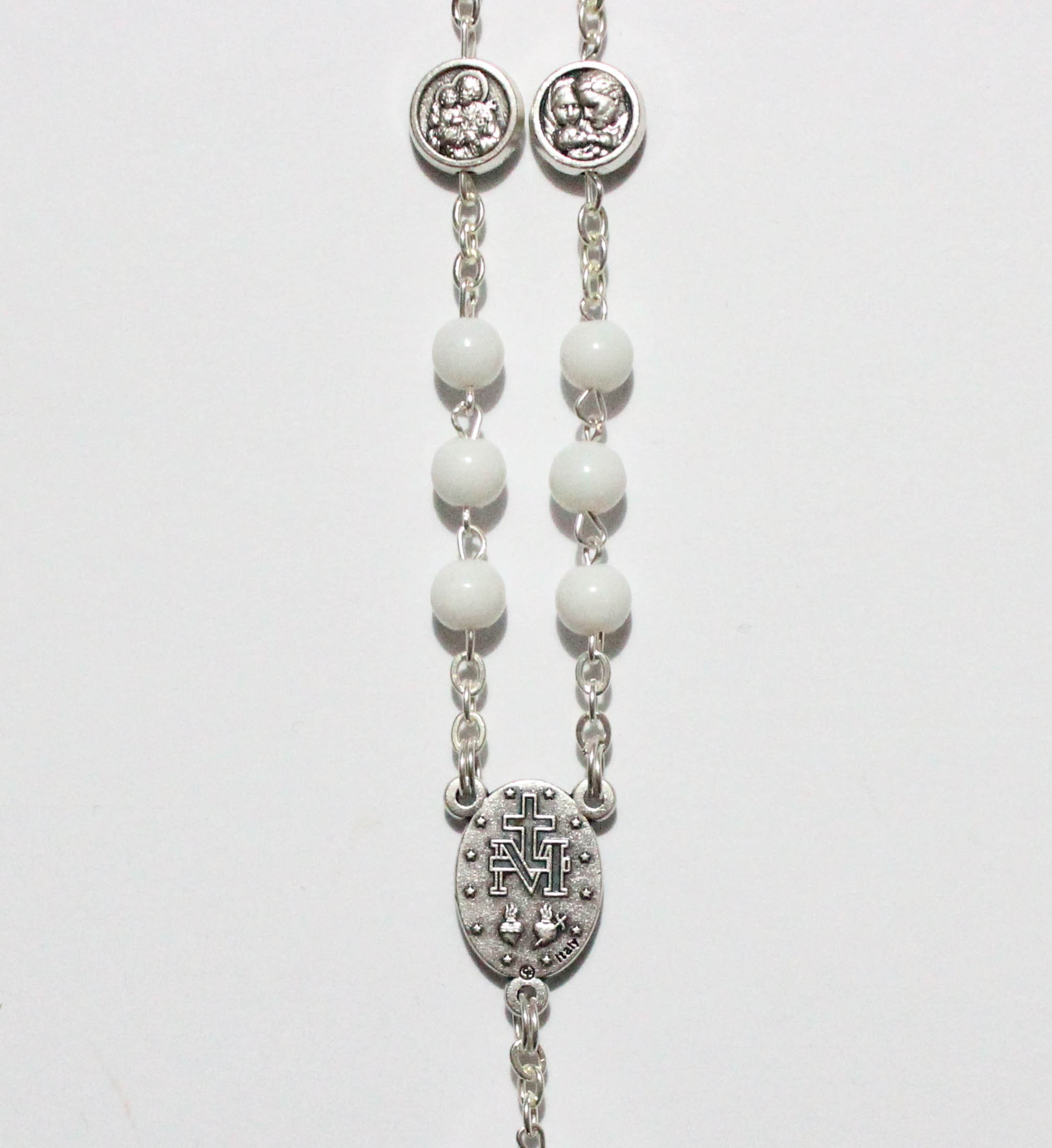Chaplet of St. Joseph, Rosary of Saint Joseph White Glass Beads on ...