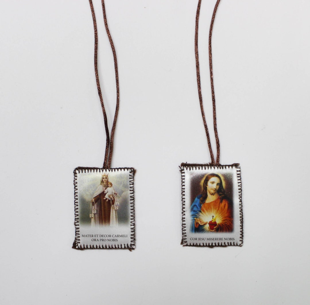 Brown Scapular Our Lady of Mt.carmel & Sacred Heart of Jesus, Scapular ...