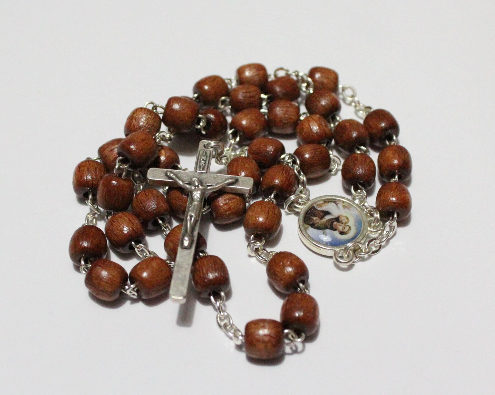 Chaplet of St. Anthony Wood Beads on Chain, St. Anthonys Rosary ...