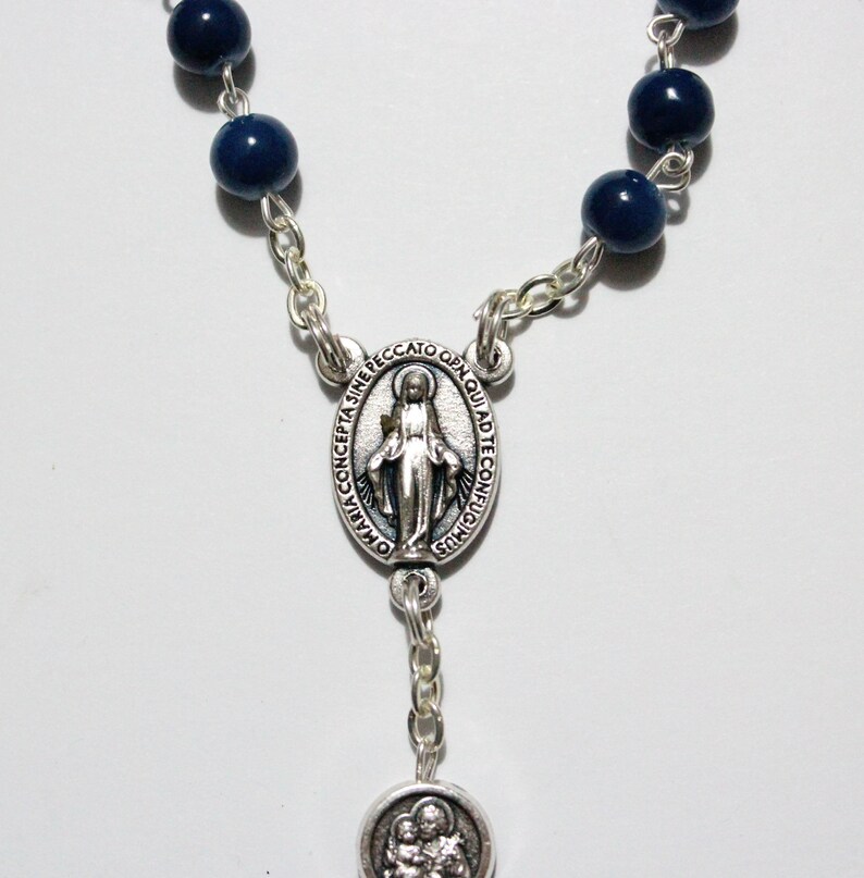 Chaplet of St. Joseph Rosary of Saint Joseph Blue Glass Beads | Etsy