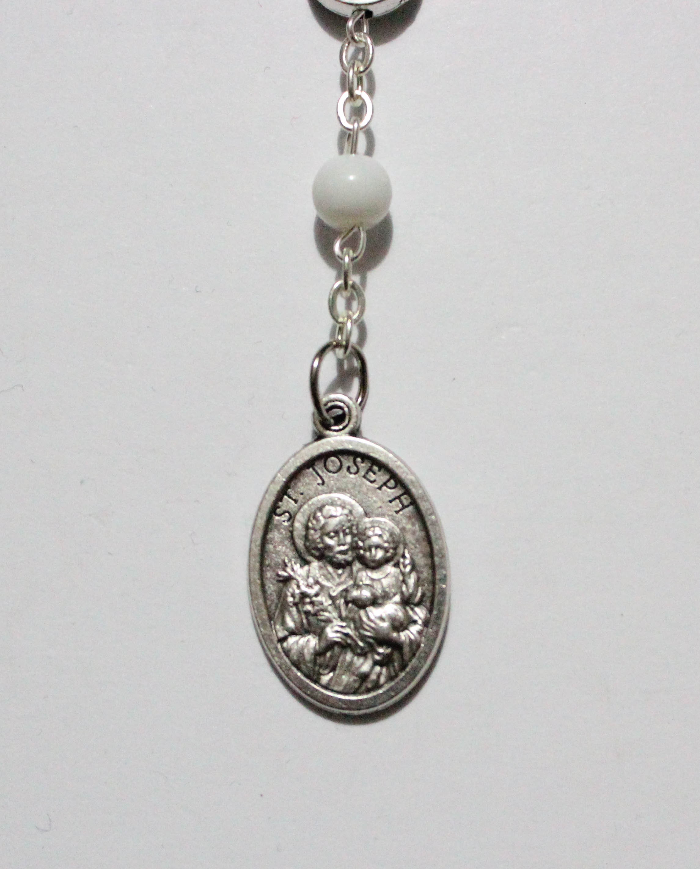 Chaplet of St. Joseph, Rosary of Saint Joseph White Glass Beads on ...