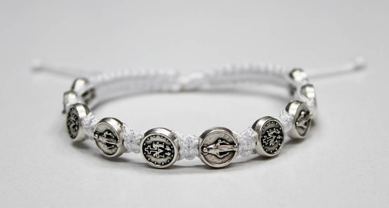 Miraculous Metal Medal Bracelet on Cord Handmade - Etsy