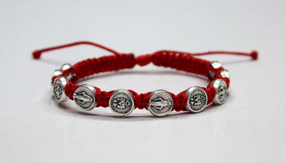 Miraculous Metal Medal Bracelet on Cord Handmade - Etsy