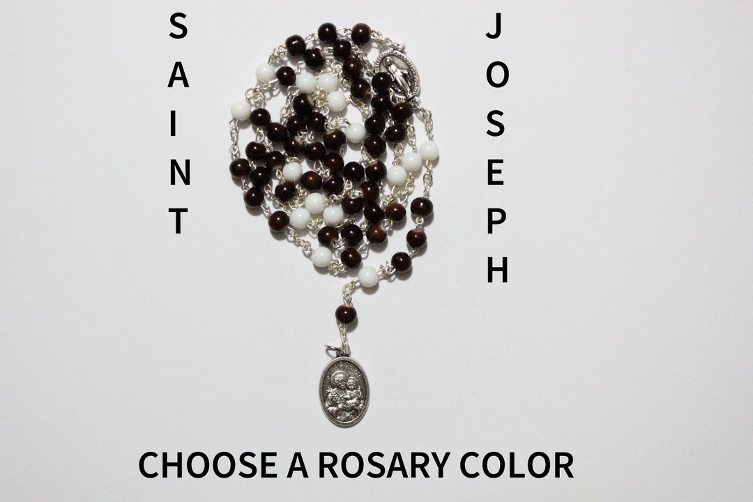 Chaplet of St. Joseph, Rosary of Saint Joseph Glass Beads on Chain ...