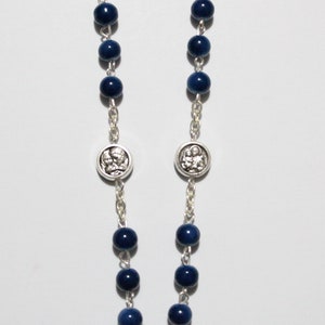 Chaplet of St. Joseph, Rosary of Saint Joseph Blue Glass Beads on Chain ...